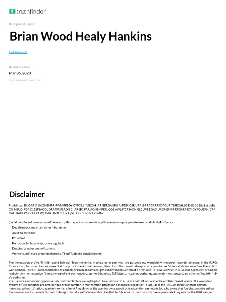 Brian Wood Hankins Background Report | PDF | Crimes | Crime & Violence