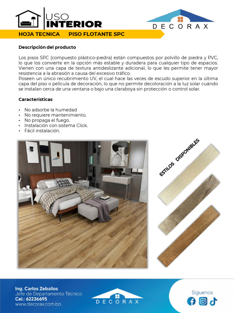 Ficha Tecnica Piso Flotante SPC | PDF | Revestimiento | Ingeniería de ...