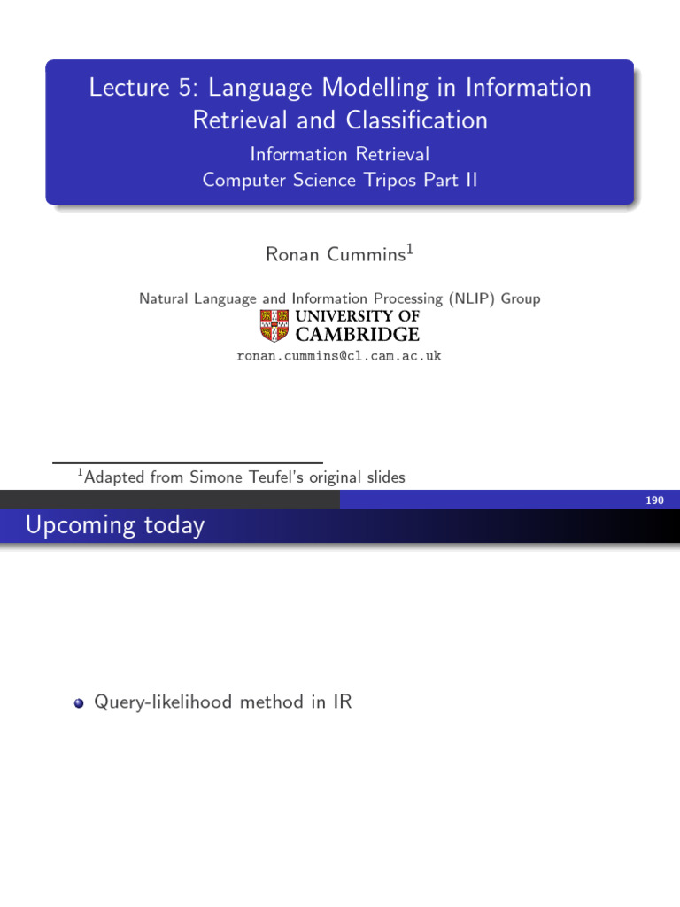 lecture5-language-models | PDF | Statistical Classification | Information Retrieval