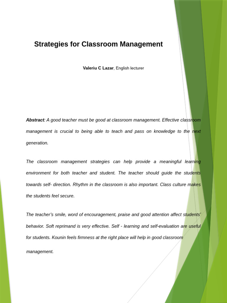 Classroom Management 11 | PDF | Classroom Management | Learning