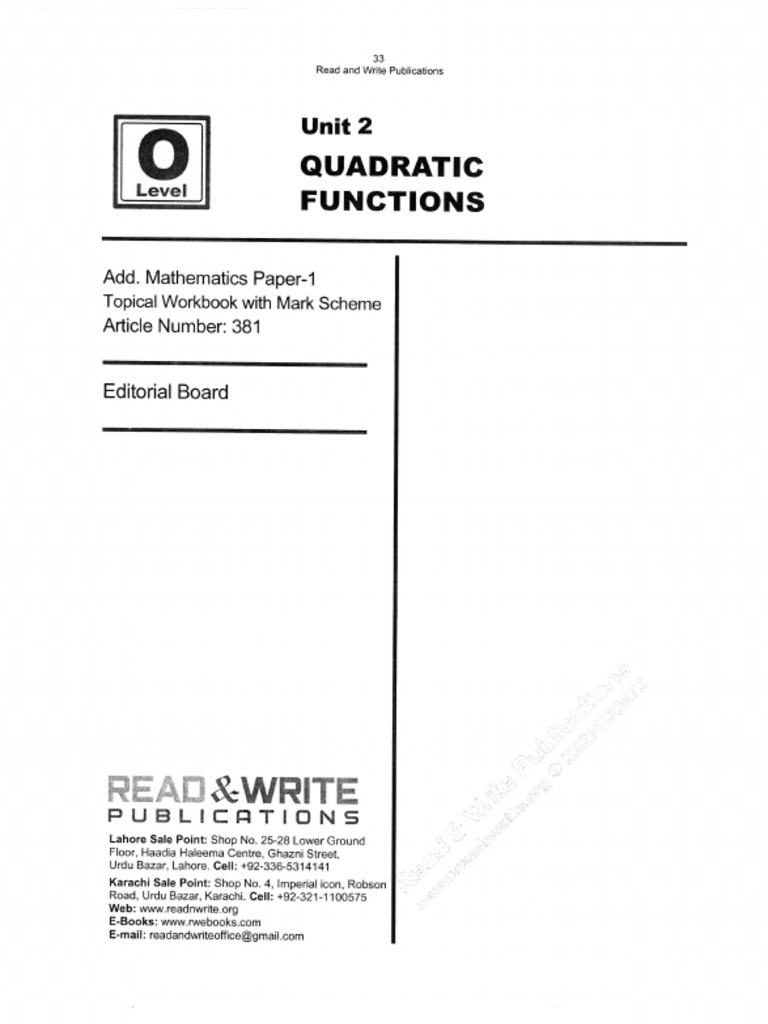 2. Quadratics Functions | PDF
