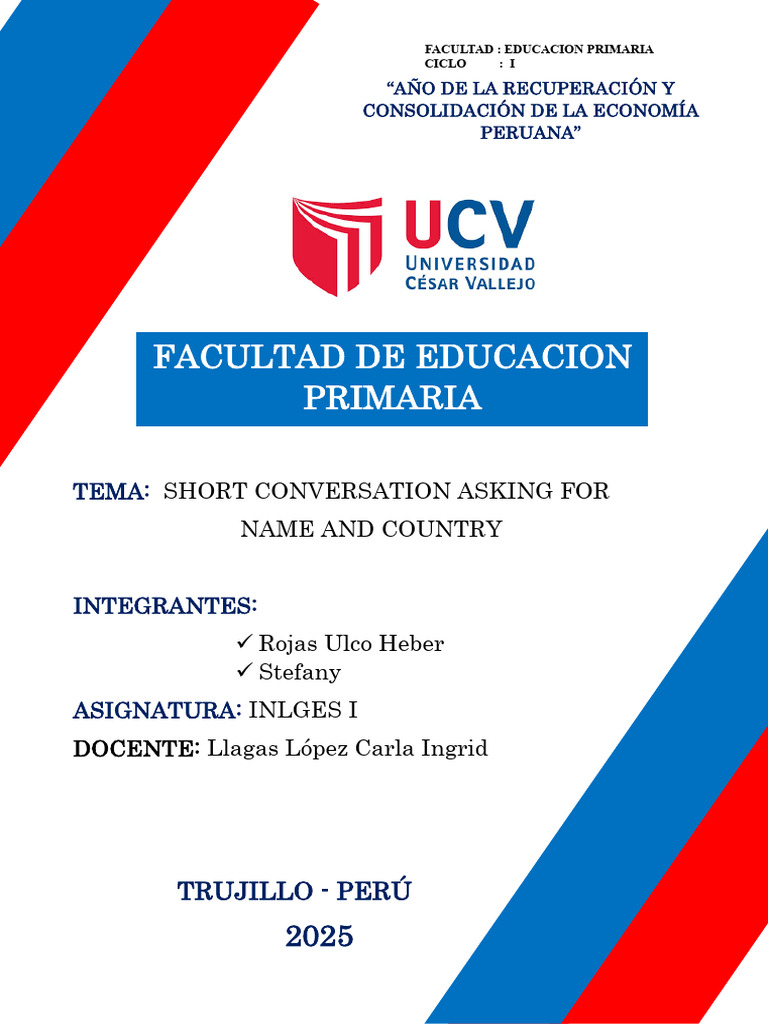 Short Conversation Asking For Name and Country-Inlges I | PDF