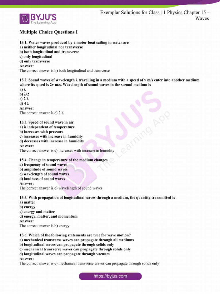 11 Physics Chapter 15 Waves | PDF