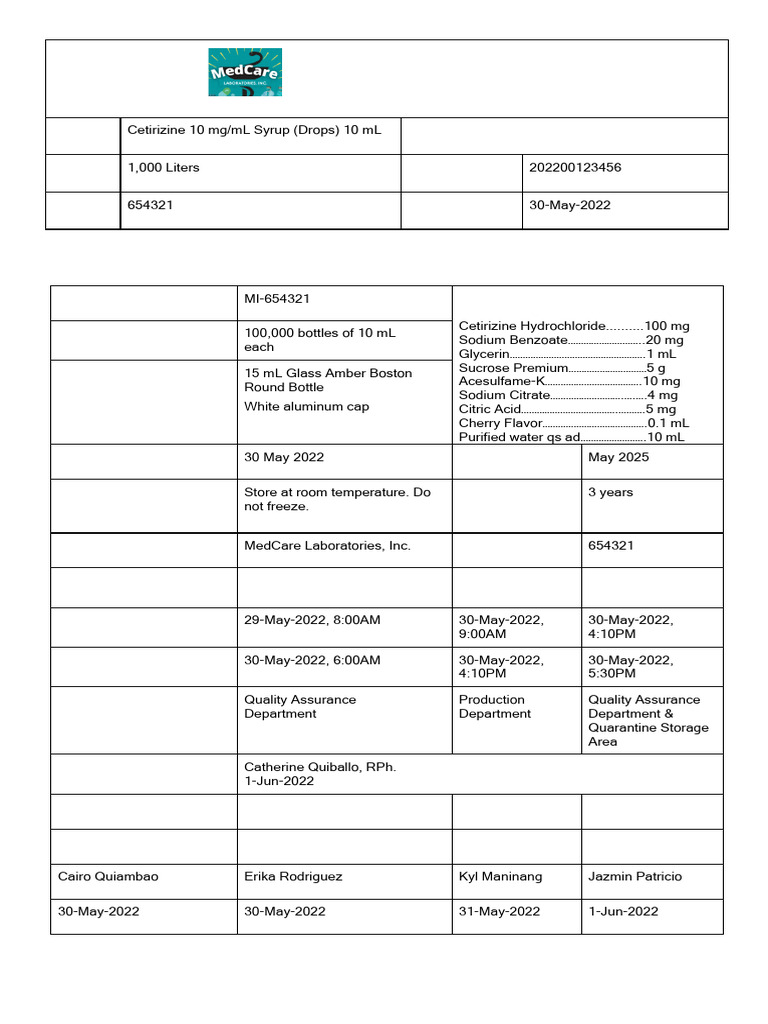 G4 Batch Manufacturing Record PDF | PDF