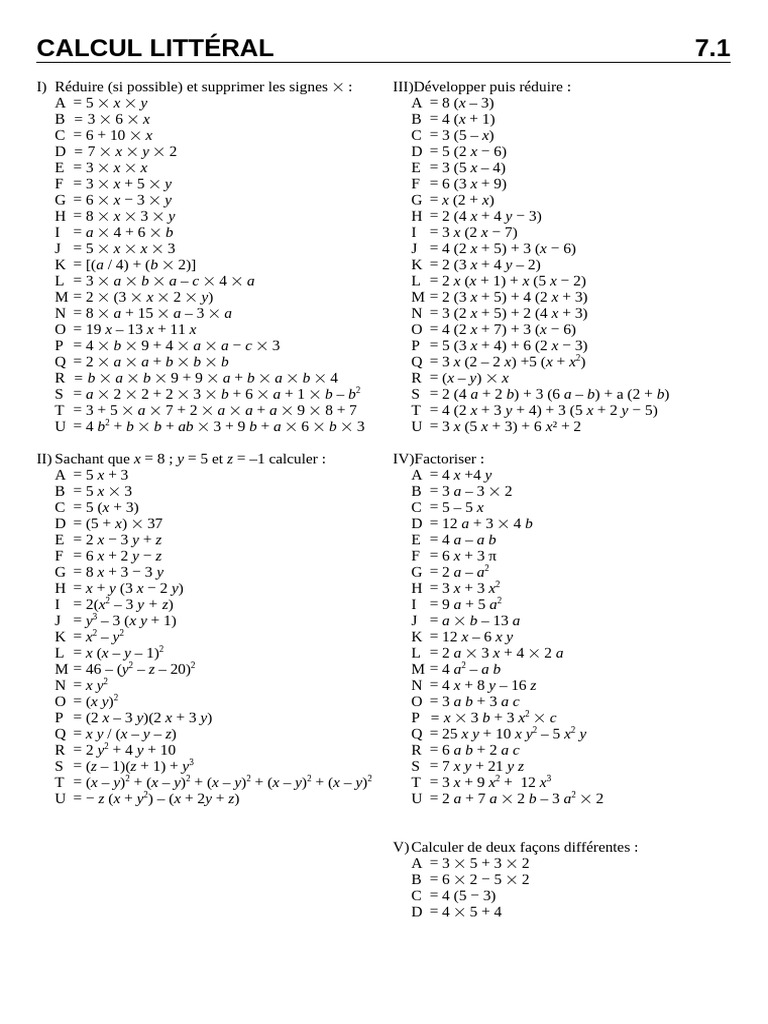 5-calcul-litteral-exos | PDF