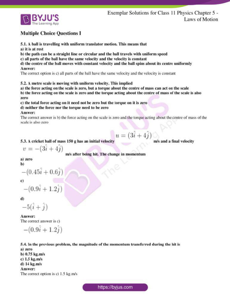 11 Physics Chapter 5 | PDF