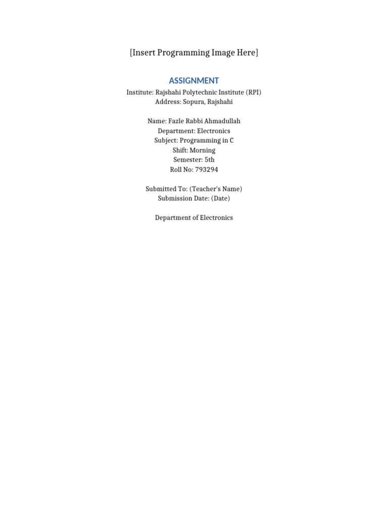 Assignment Cover Page | PDF