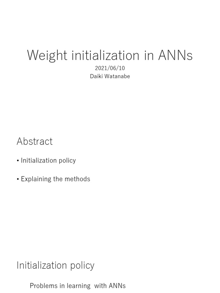 Weight Initialization in ANNs | PDF | Artificial Intelligence | Intelligence (AI) & Semantics