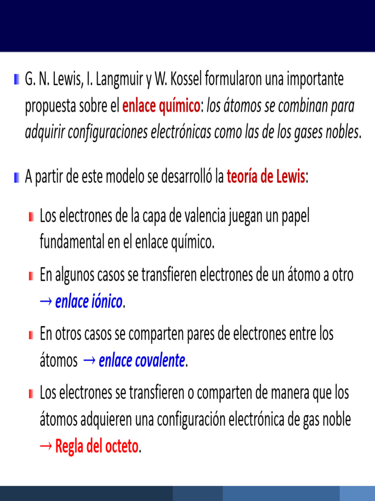 Teoria Lewis Resumida | PDF | Enlace químico | Enlace covalente