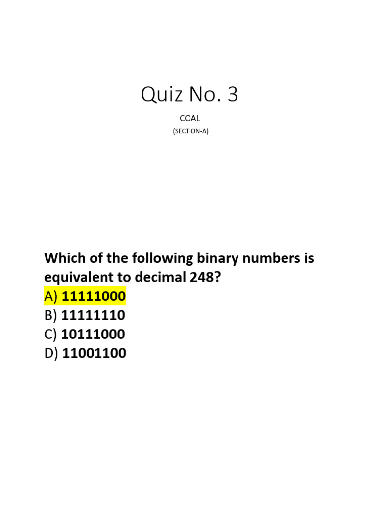 Binary and Assembly Language Quiz | PDF