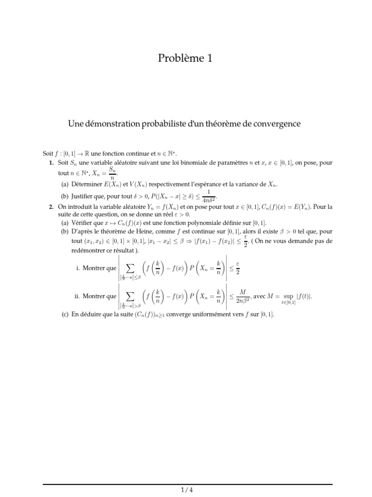 Convergence uniforme de polynômes en analyse | PDF | Variance ...