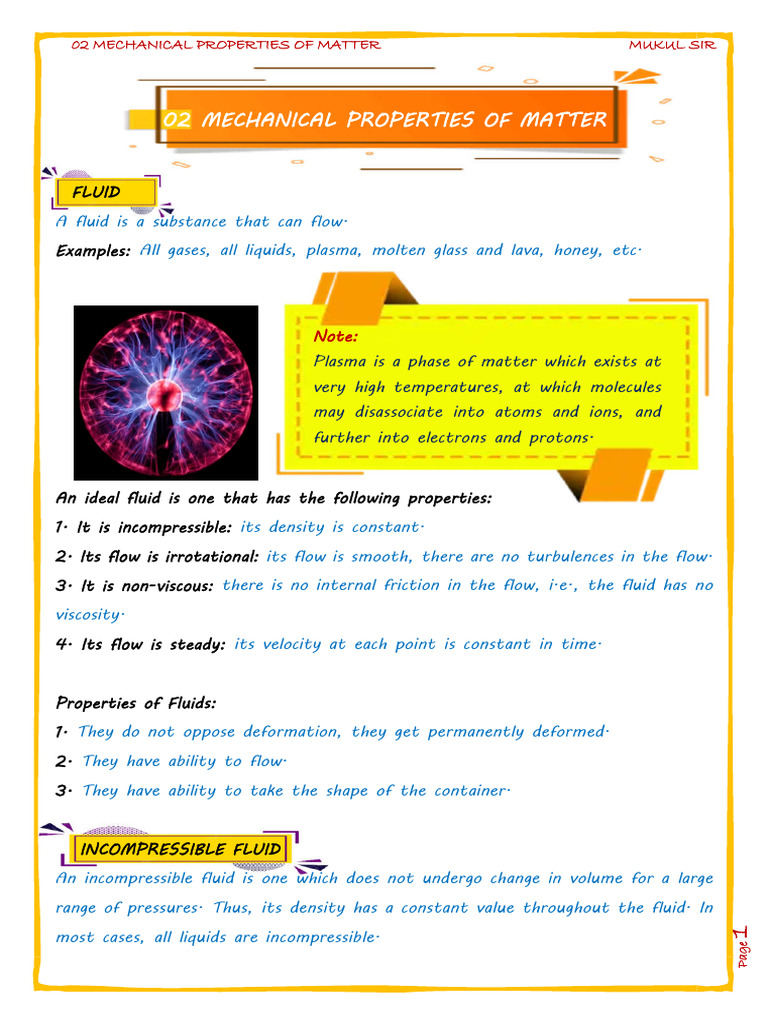 02 Mechanical Properties of Matter New | PDF | Pressure | Fluid Mechanics
