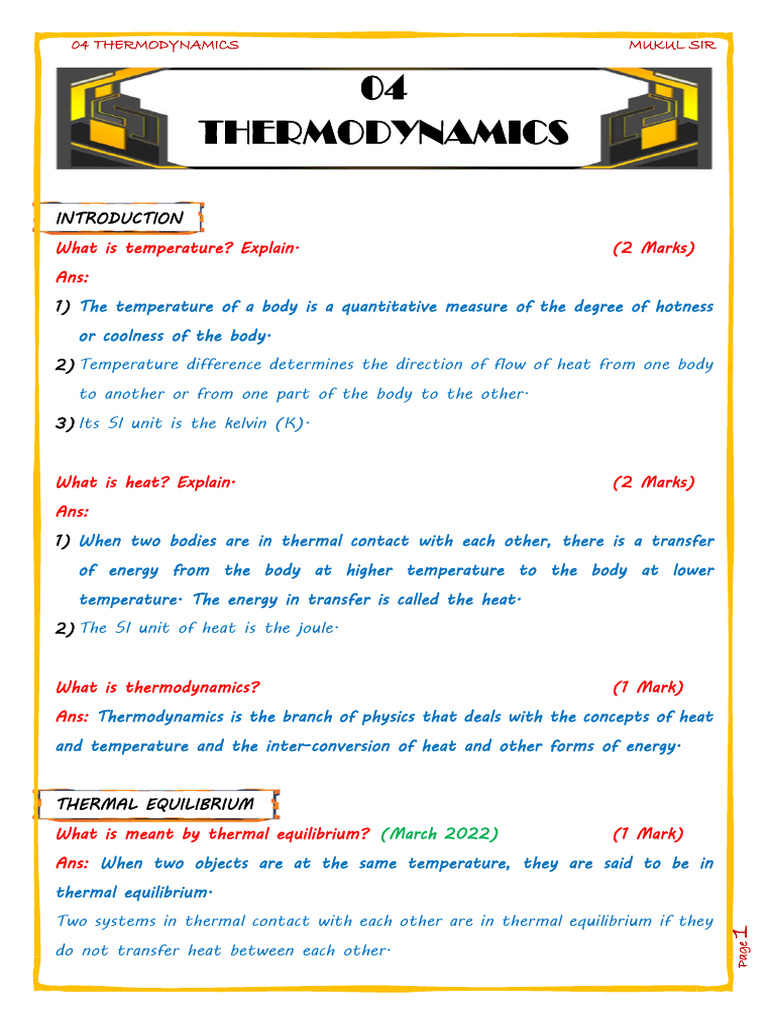 Introduction to Thermodynamics Concepts | PDF | Heat | Temperature