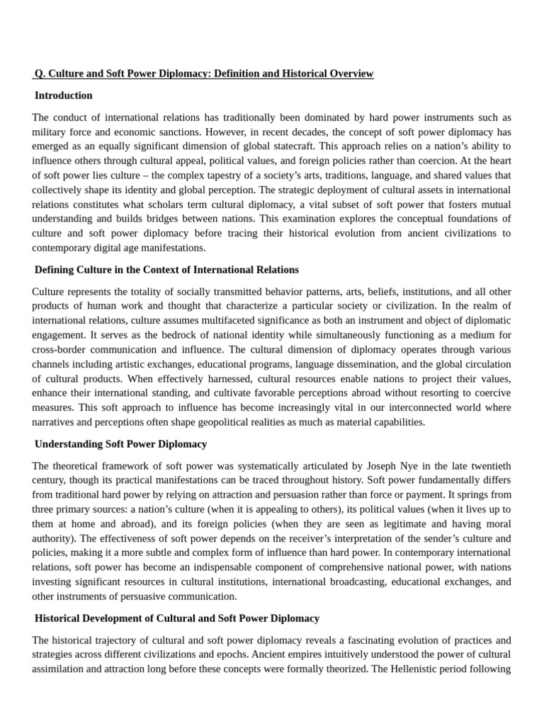 Culture and Soft Power Diplomacy Overview | PDF | Soft Power | Power ...