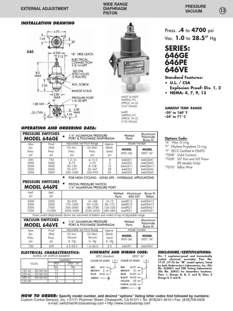 646GEA2 pressure switch | PDF | Switch | Electrical Engineering