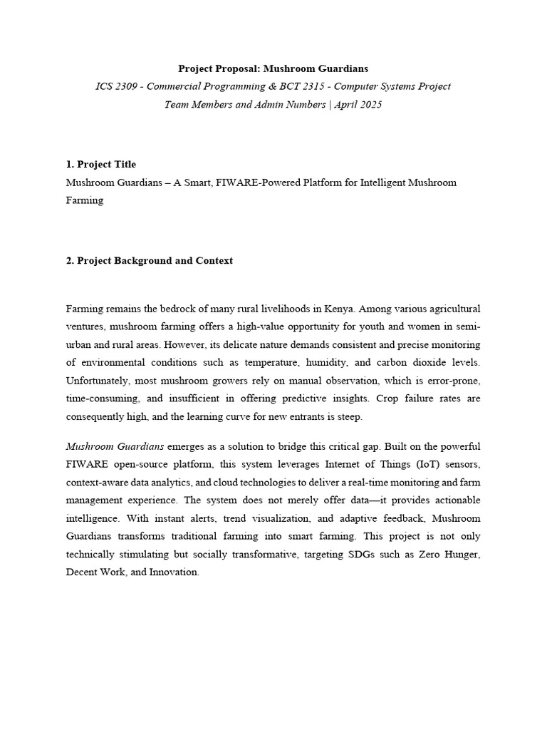 Project Proposal - Mushroom Guardians - Example | PDF | Internet Of ...