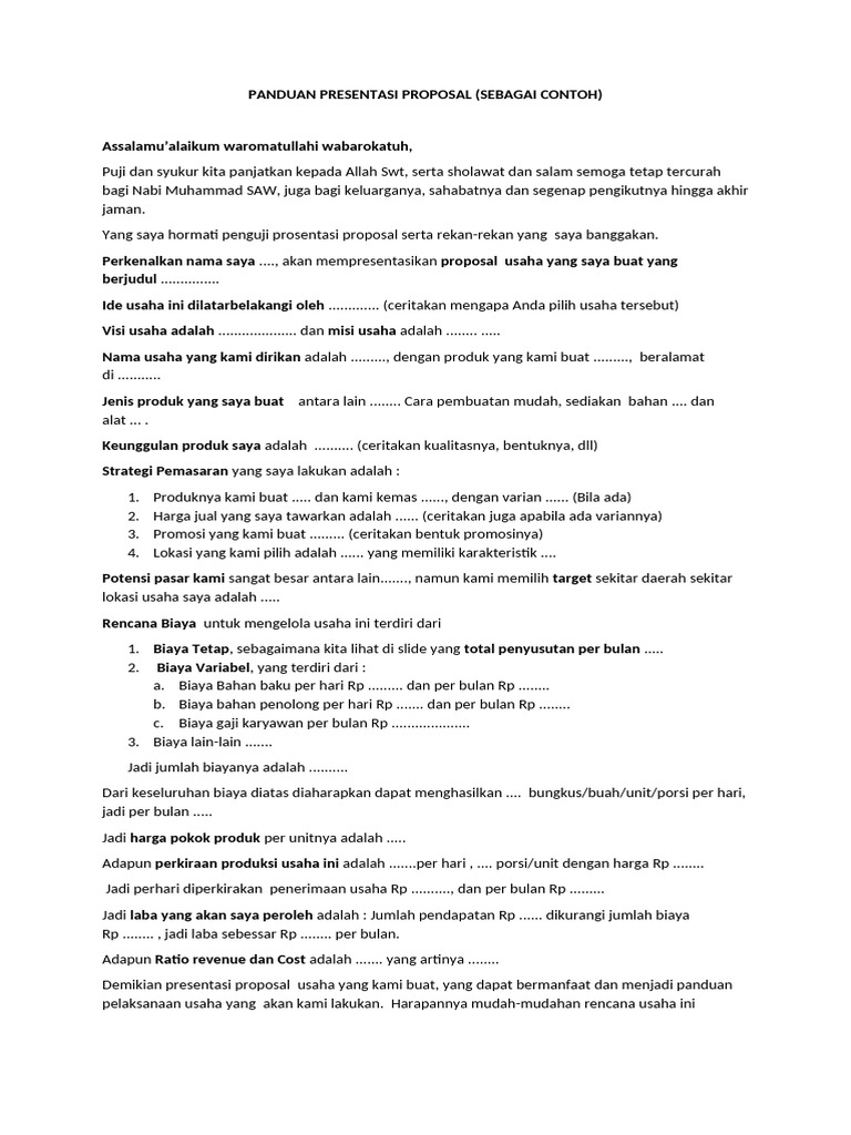 Panduan Presentasi Proposal | PDF