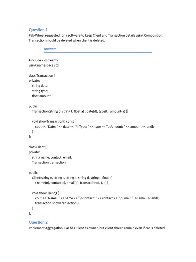 OOP Advanced CPP Exercises | PDF | Namespace | Computer Programming