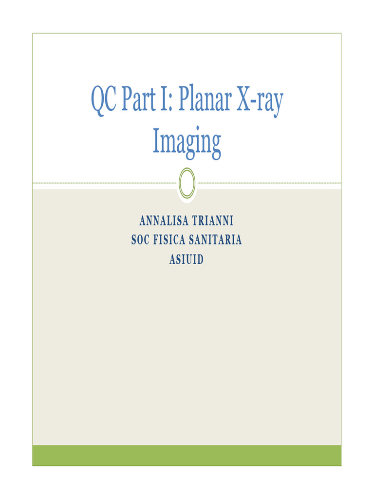 Planar X-ray Imaging in Radiation Oncology | PDF | Electromagnetic ...