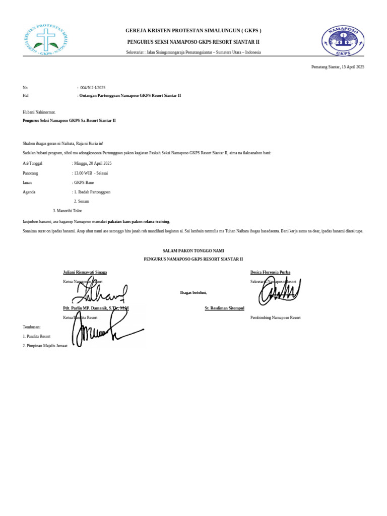 Ontangan Paskah GKPS Siantar II | PDF