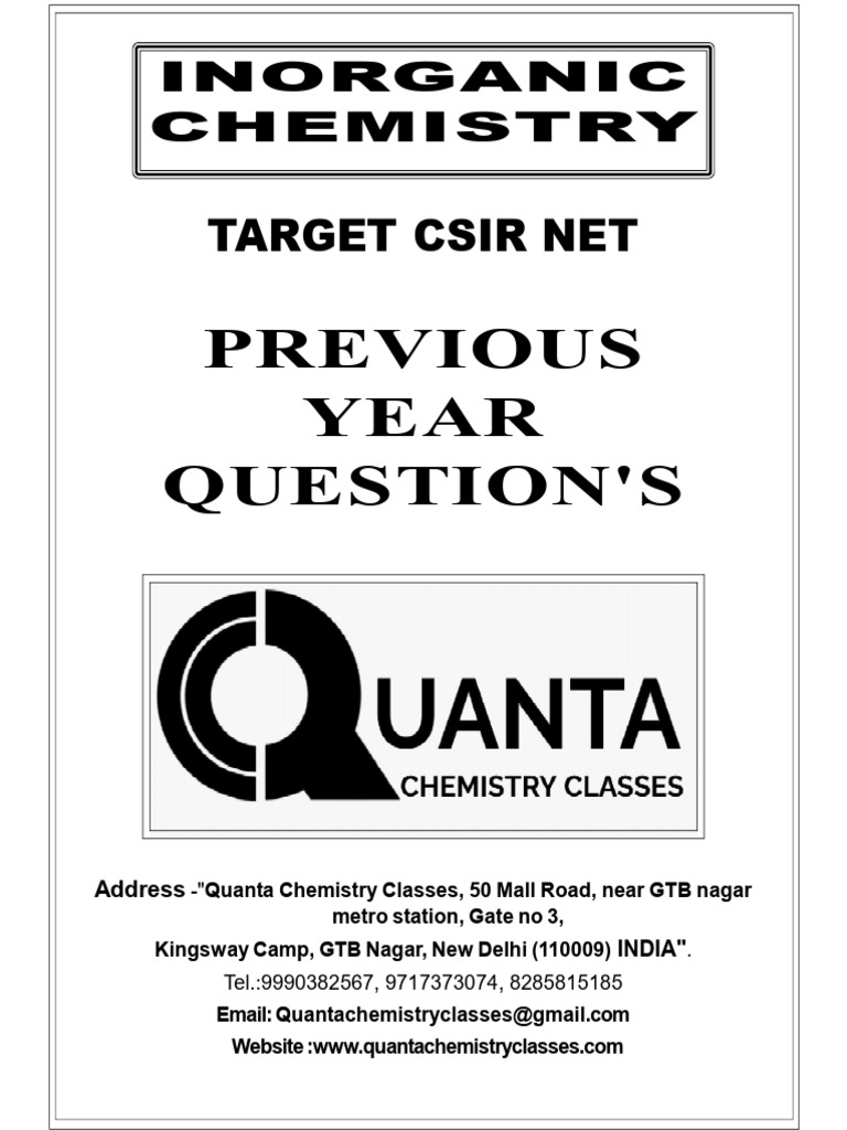 Inorganic Net Pyq | PDF | Coordination Complex | Physical Sciences