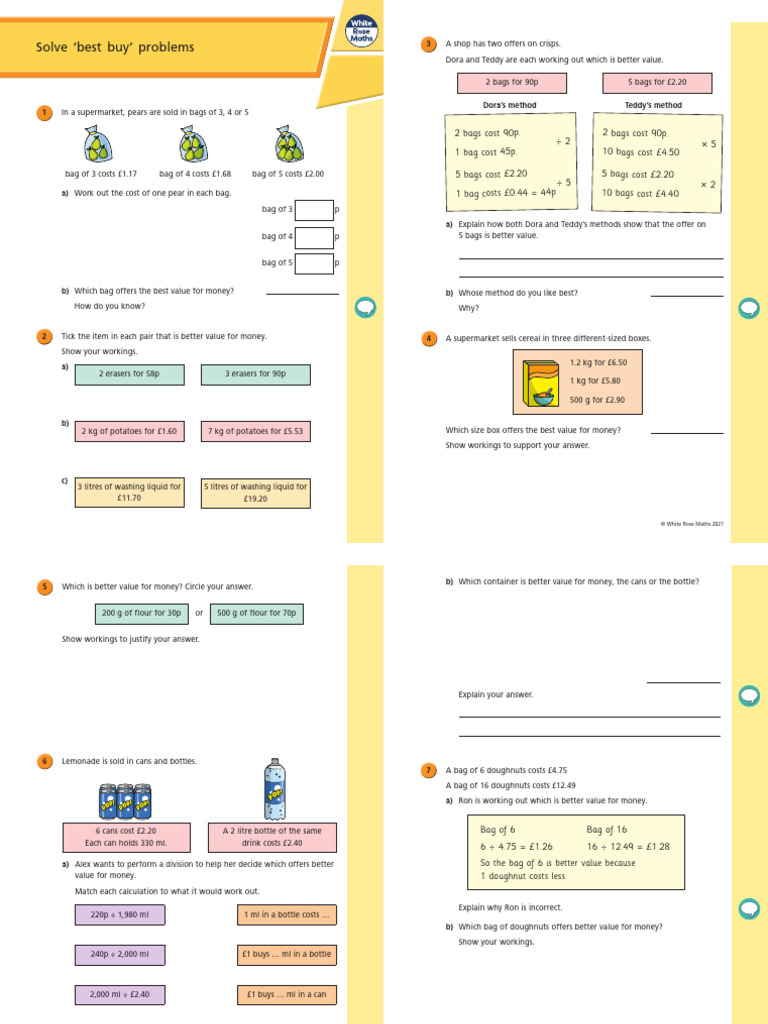 Y9-Summer-Block-2-WO6-Solve-best-buy-problems-2021 | PDF