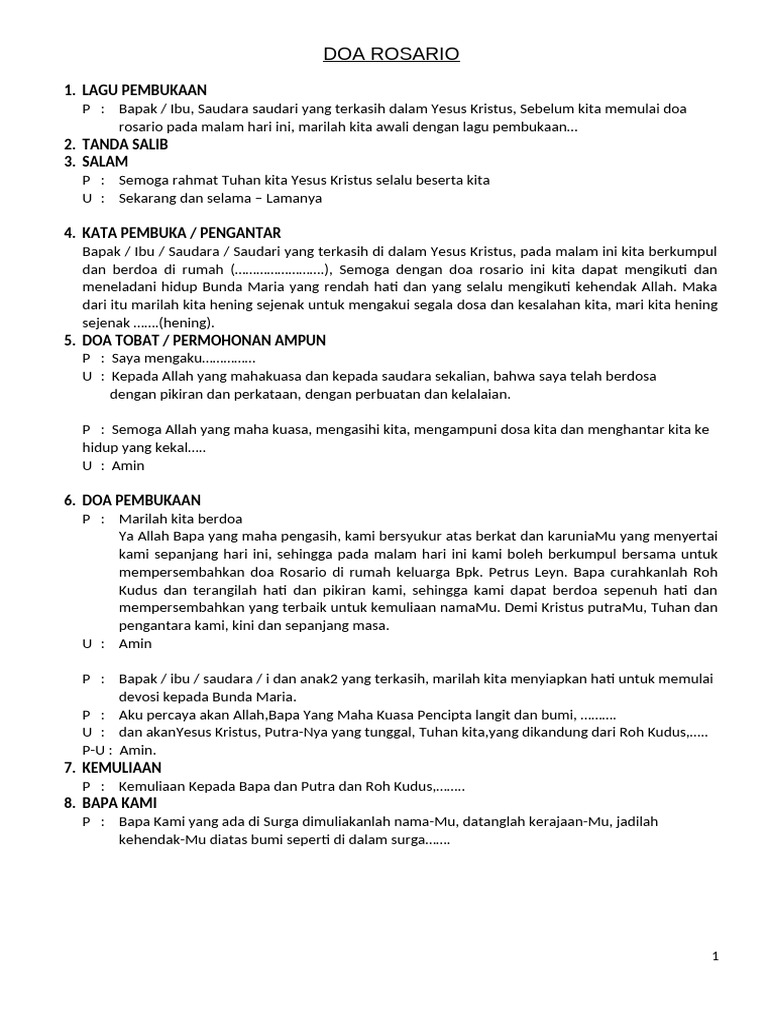 Panduan Doa Rosario Katolik Lengkap | PDF