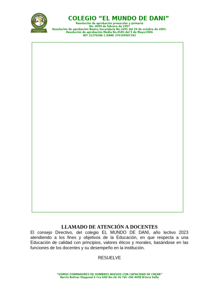 Llamado de Atención Alexander Prado | PDF | Educación de la primera ...