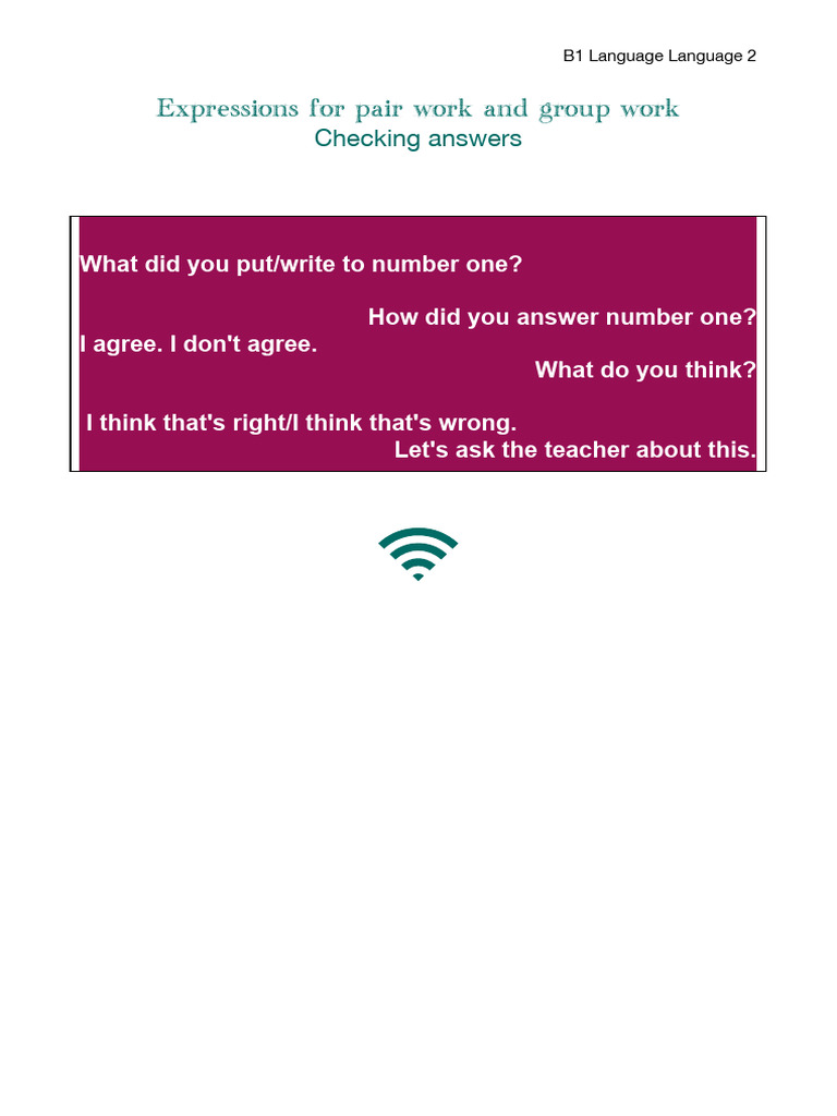 Classroom Language 2 | PDF