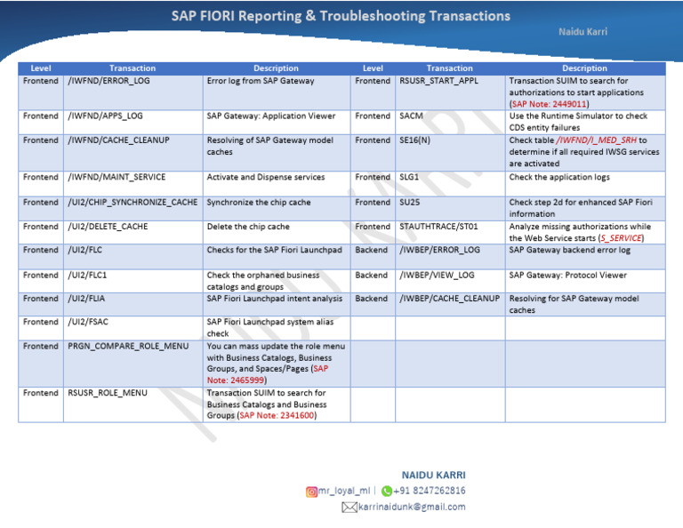 SAP Fiori Reporting and Troubleshooting Transactions | PDF | Computing ...