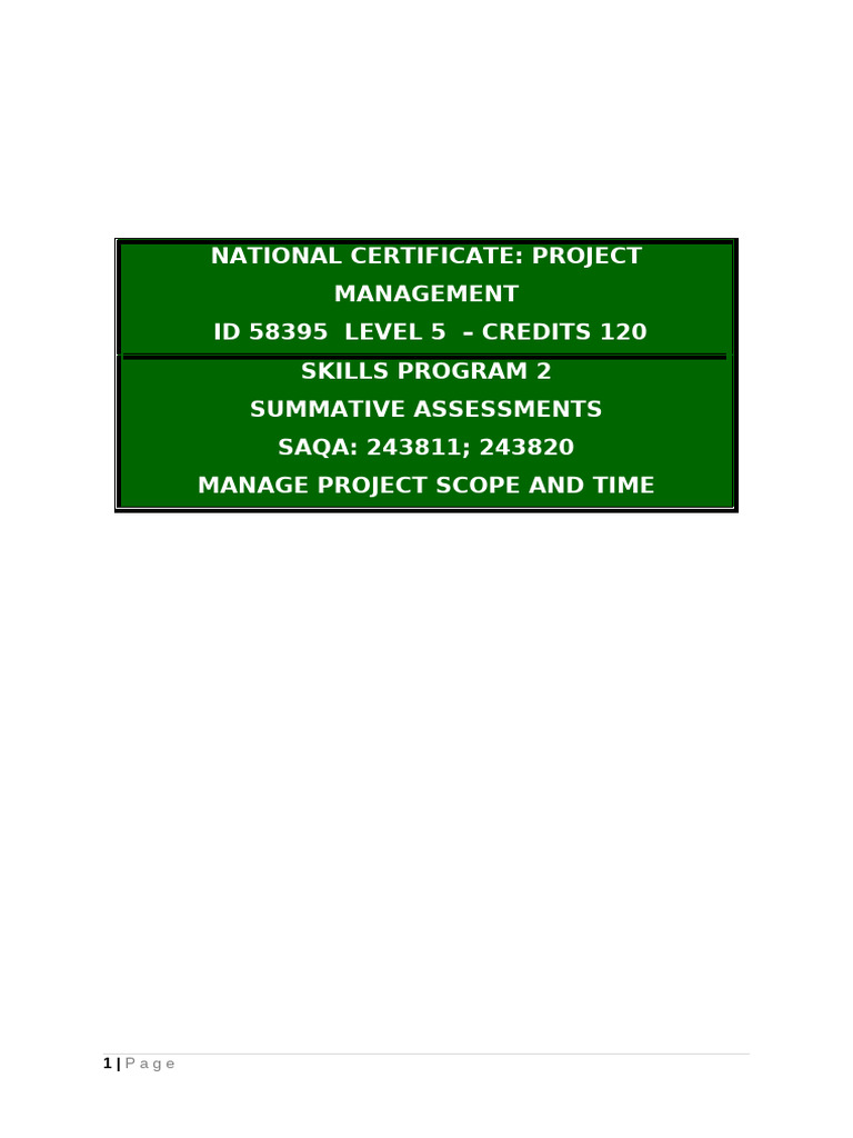 Project Management Assessment Guide | PDF | Educational Assessment | Cognition