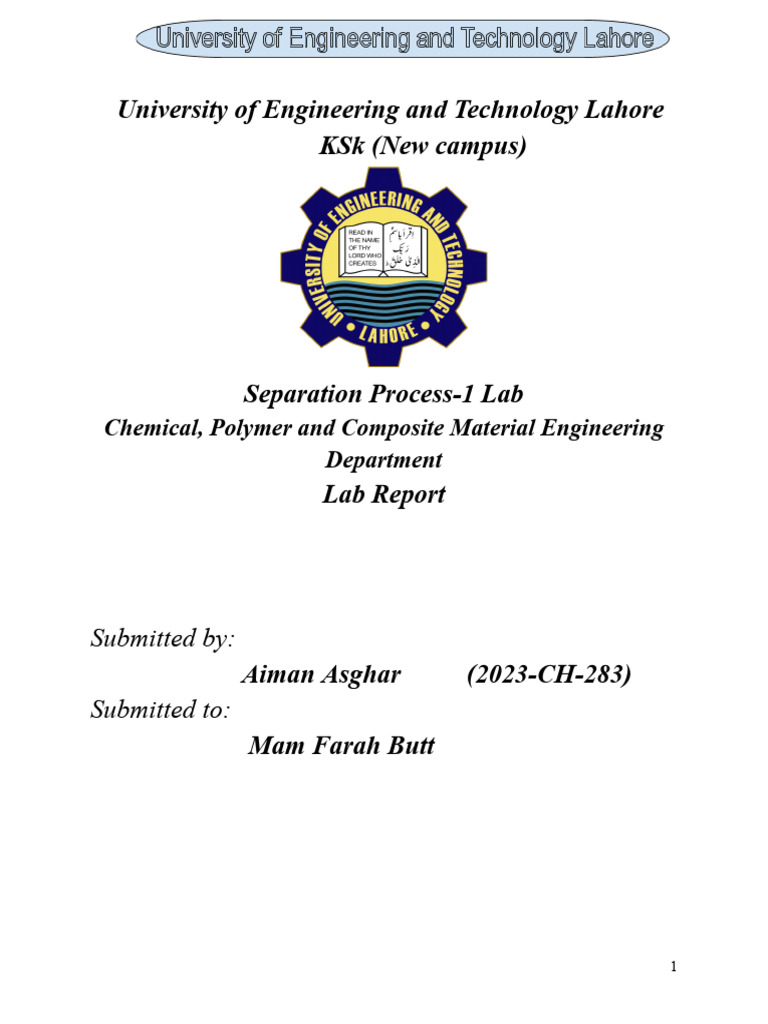 Separtion Process - 1 Lab Exp 2 | PDF | Gases | Flow Measurement