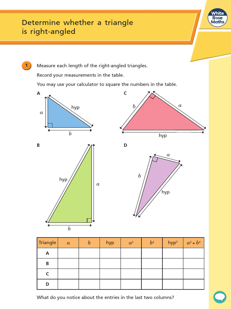 Y9 Spring Block 6 WO3 Determine Whether A Triangle Is Right Angled 2020 ...