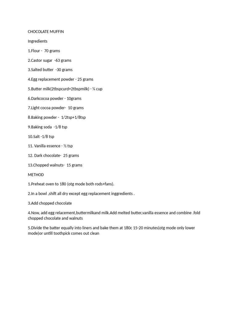 Easy Chocolate Muffin Recipe | PDF