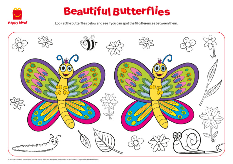 Find 10 Differences in Butterflies | PDF