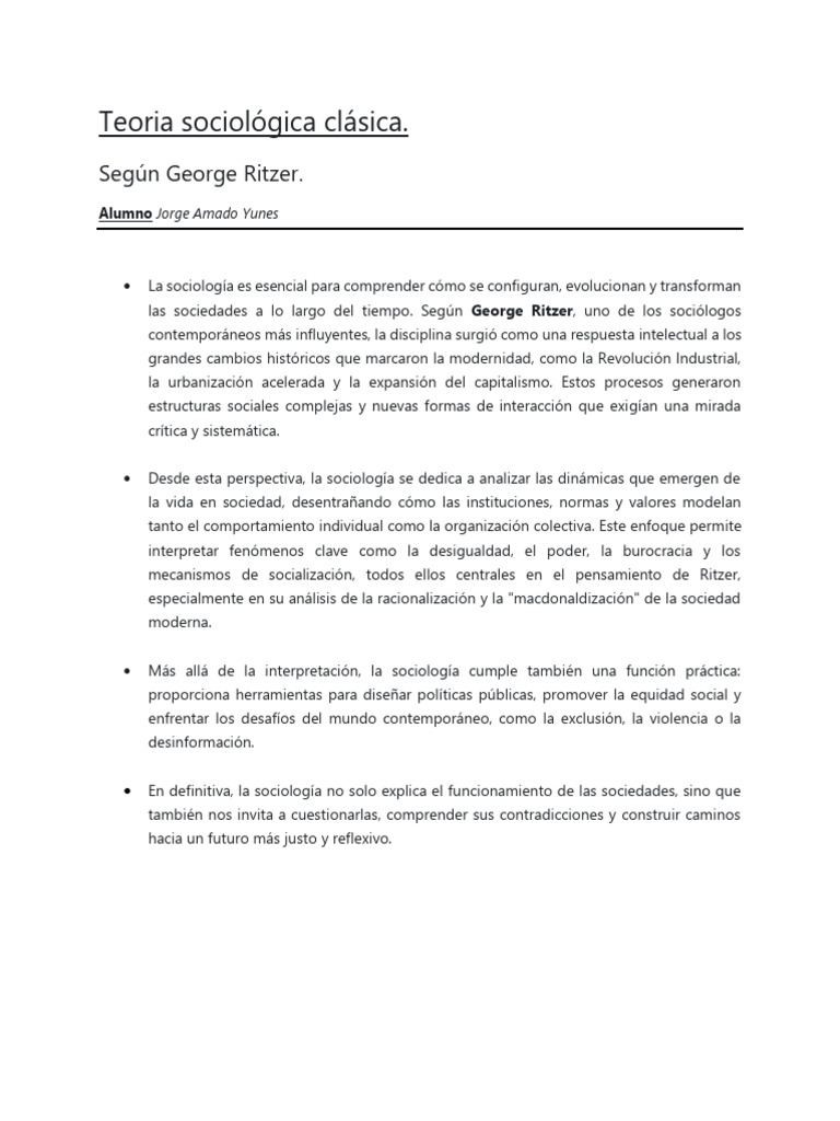 Teoría Sociológica de George Ritzer | PDF