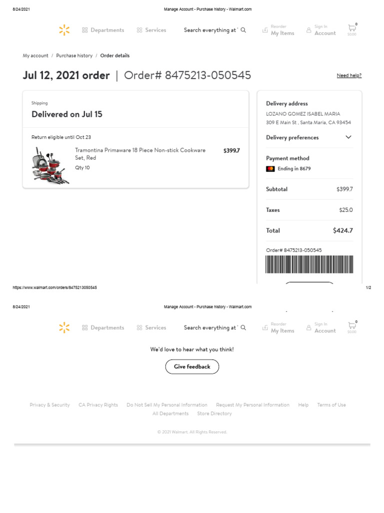 Manage-Account-Purchase-history-Walmart.com-1 | PDF | Walmart