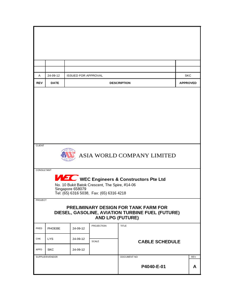 P4040-E-01 - Cable Schedule | PDF