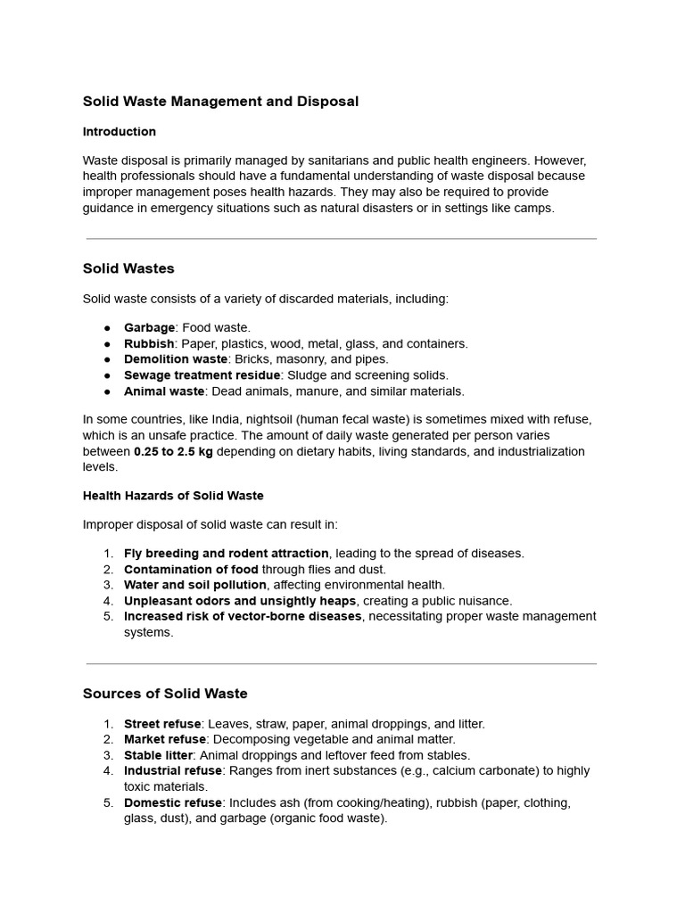 Solid Waste Management and Disposal | PDF | Waste | Municipal Solid Waste