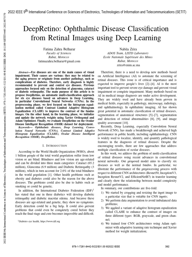 DeepRetino Ophthalmic Disease Classification From Retinal Images Using Deep Learning | PDF ...