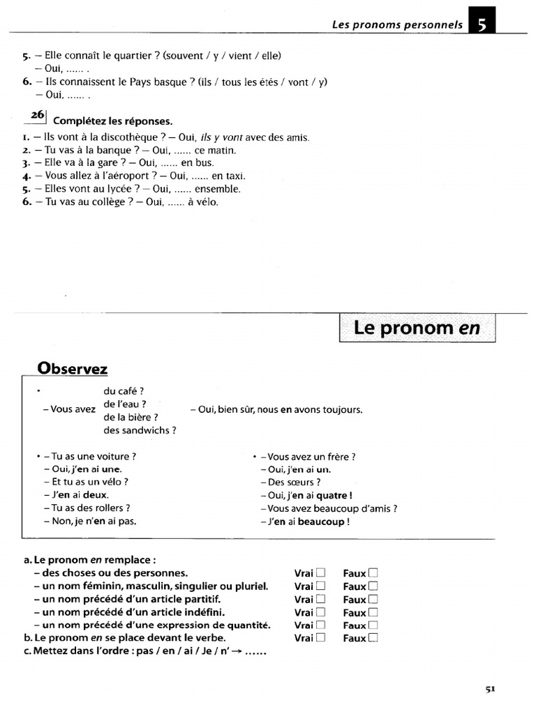 Le Pronom en Exercices | PDF
