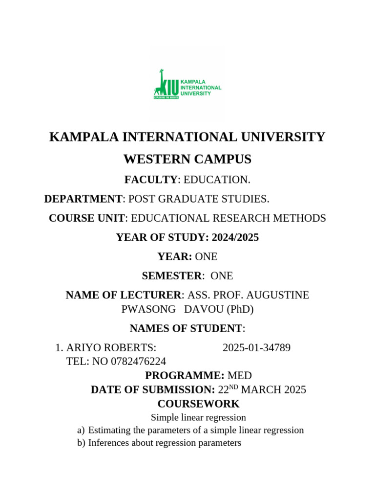 Simple Linear Regression | PDF | Linear Regression | Dependent And ...