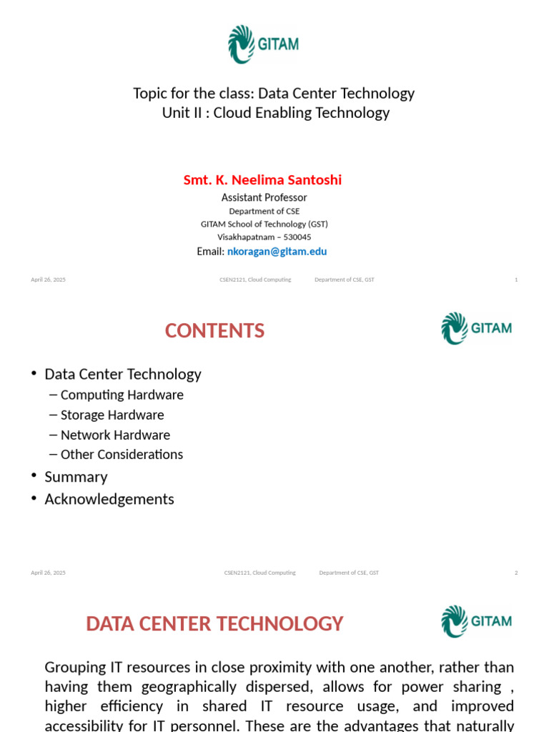Class 11 m2 Data Center Technology 2 | PDF | Computer Network | Computer Data Storage