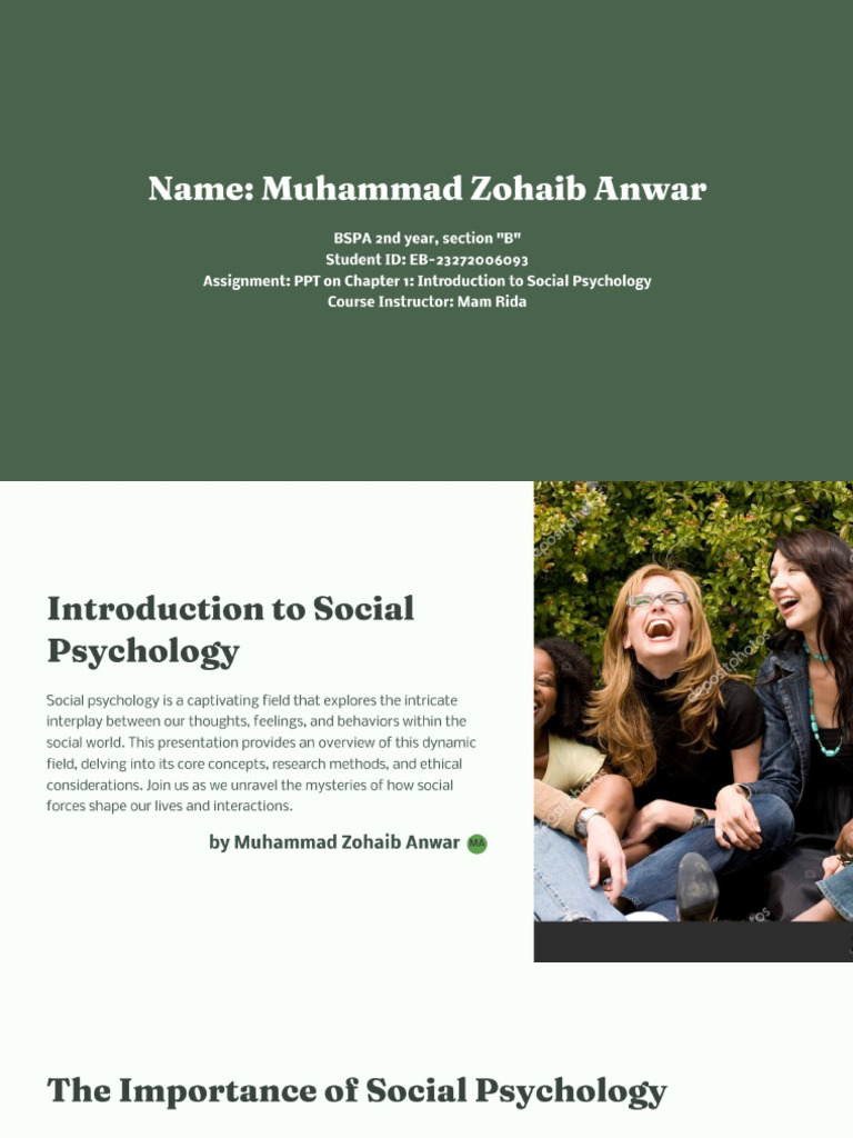Introduction to Social Psychology by Muhammad Zohaib Anwar | PDF