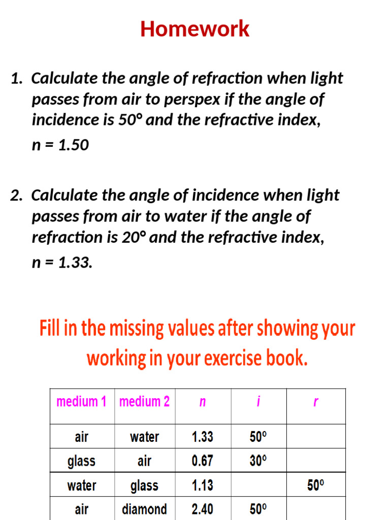 Refraction and Total Internal Reflection | PDF | Refraction ...