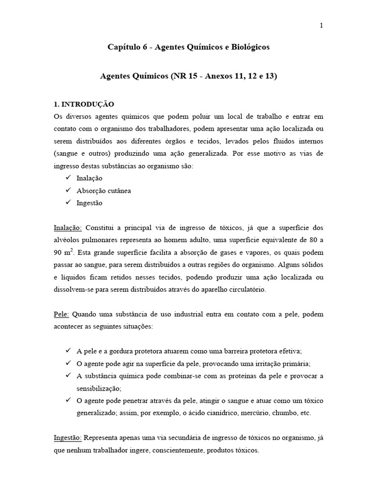 Agentes Químicos no Ambiente de Trabalho | PDF | Poluição do ar | Química