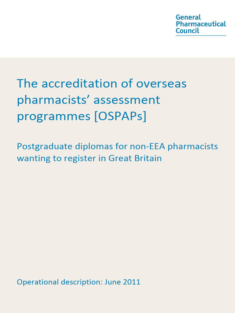 GPHC Accreditation Methodology - Ospap PG Diplomas | PDF | Pharmacist ...