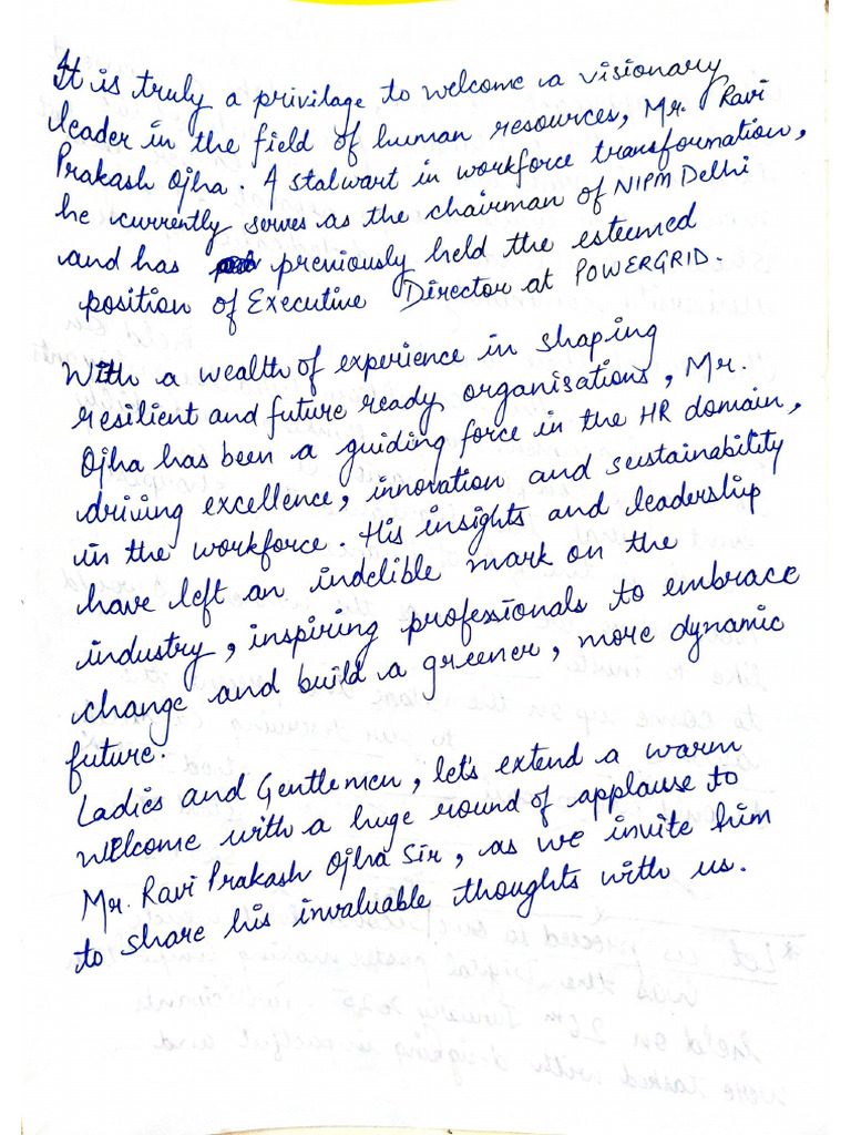 Script For HR Conclave Felicitation of Winners and Intro of Mr. Ojha ...