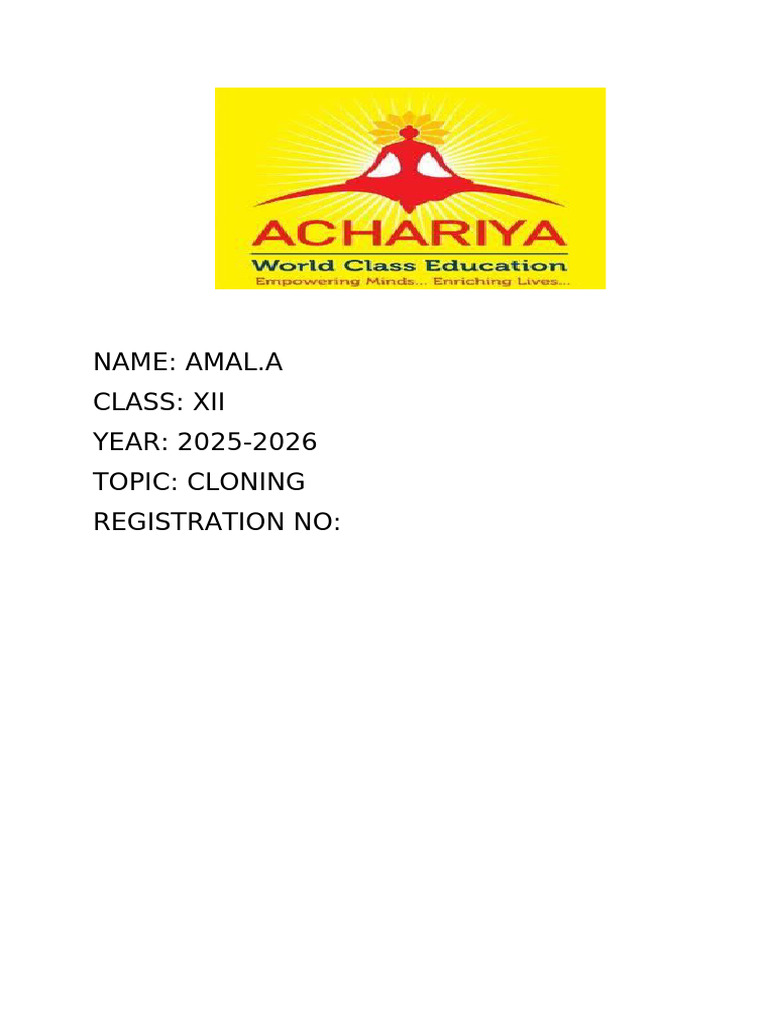 Cloning Project Report by Amal A | PDF