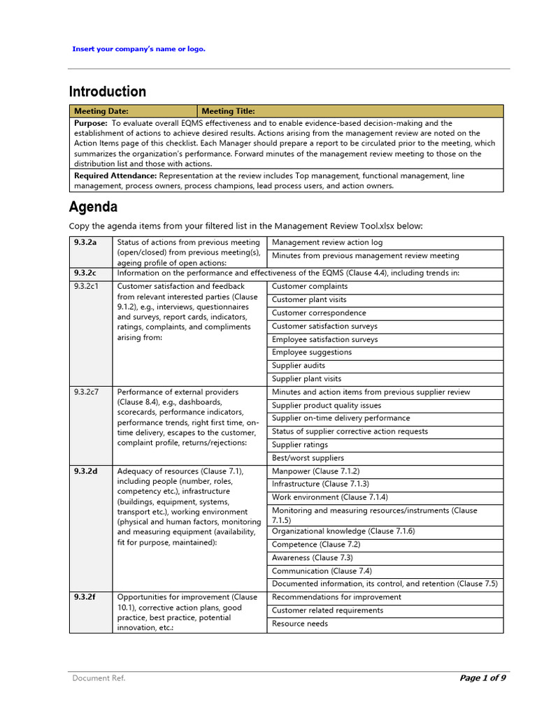 Management Review Minutes for ISO 9001 & 14001 | PDF | Business ...